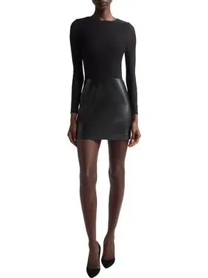 Alice + Olivia Sydney Faux Leather Mini Dress - Black