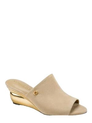 Donna Karan New York Sculptural Wedge Slide Sandals - Lt Brwn
