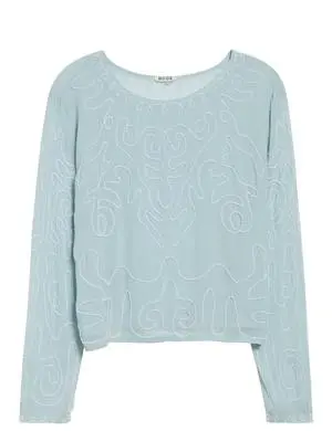 BODE Cirrus Beaded Silk Georgette Top - Blue