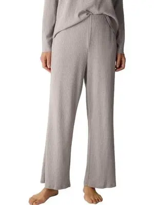Eileen Fisher Straight Ankle Ribbed Organic Cotton Pants - Twine