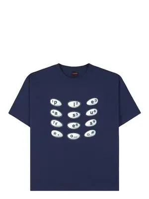 PLEASURES Buttons Graphic T-shirt - Navy