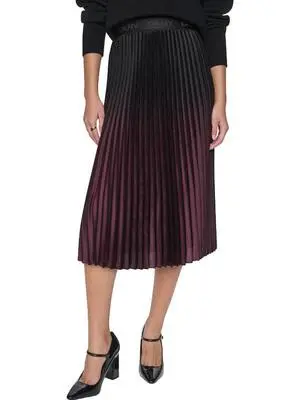 Dkny Pleated Metallic Ombré Skirt - Cabernt/bl