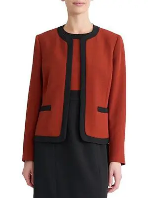 KASPER Open-front Jacket With Contrast Tipping - Sepia Spice/black