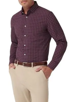 Mizzen+main Leeward Trim Fit Plaid Performance Button-up Shirt - Merlot Cole Plaid