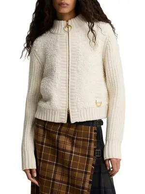 Barbour Hazelwood Knitted Zip Cardigan - Ecru