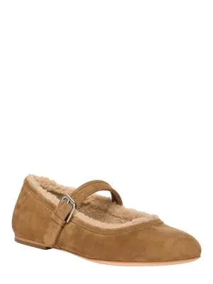 Paige Joelle Mary Jane Flat With Faux-shearling Lining - Camel