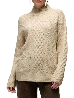 Prana Amber Mountain Cable Knit Mock Neck Sweater - Stone
