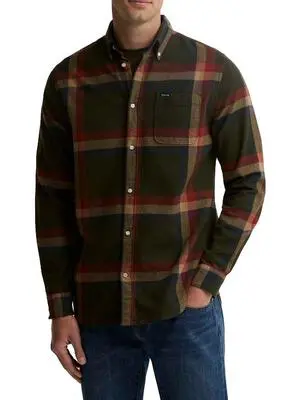 Barbour Folley Tailored Plaid Cotton Shirt - Mid Olive