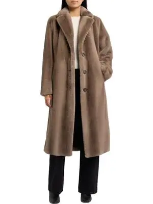 Bernardo Long Faux Fur Jacket - Grey
