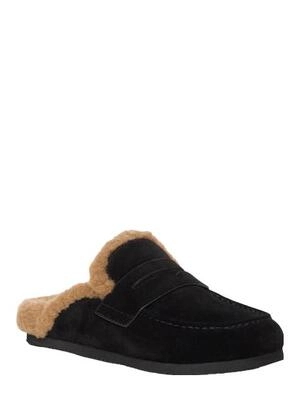 Paige Wynn Faux Fur Lined Loafer Mule - Black
