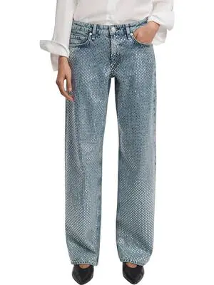 Rag & Bone Cam Jewel High Waist Full Length Straight Leg Jeans - Dekal Jewel