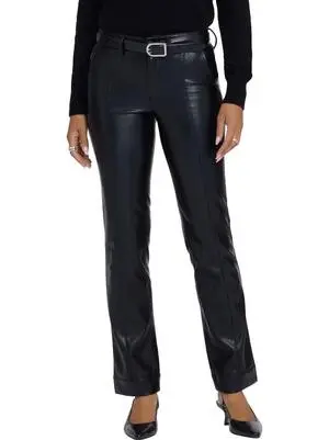 NYDJ Marilyn Faux Leather Straight Leg Pants - Black