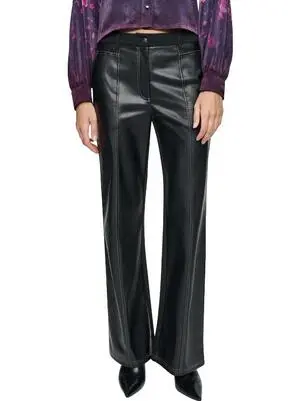 DKNY DKNY Faux Leather Paneled Straight Leg Pants