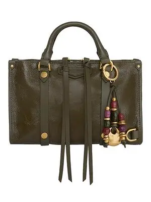 Rebecca Minkoff Leather Satchel With Beaded Charm - Olive