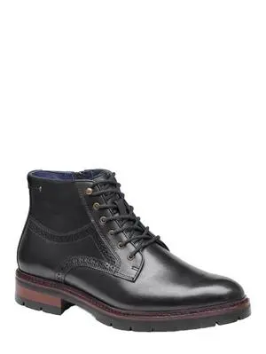 Johnston & Murphy Cade Plain Toe Zip Up Boot - Black Hand-finished Full Grain