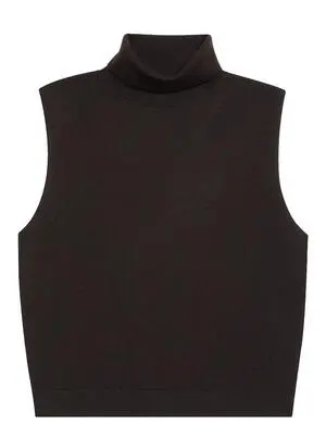 LESET James Merino Wool Sleeveless Turtleneck Sweater - Chocolate