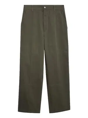 Bottega Veneta Cotton Gabardine Wide-leg Trousers - Dark Juniper