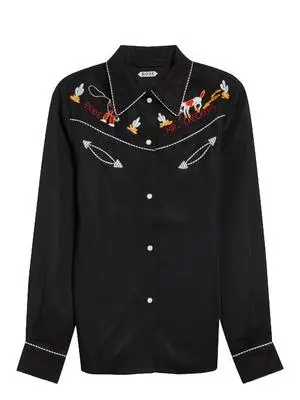 BODE Western Embroidered Viscose Shirt - Black Multi