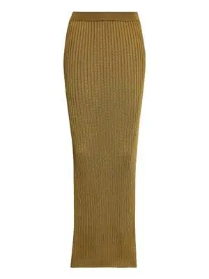 Balmain Mélange Rib Sweater Skirt - A86 Olive Green