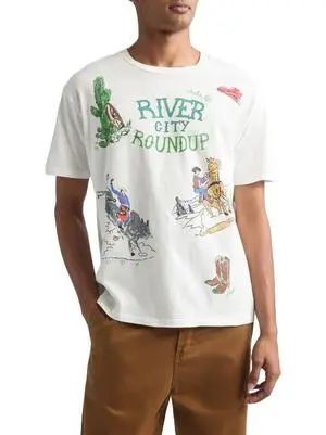BODE River City Cotton Graphic T-shirt - Cream