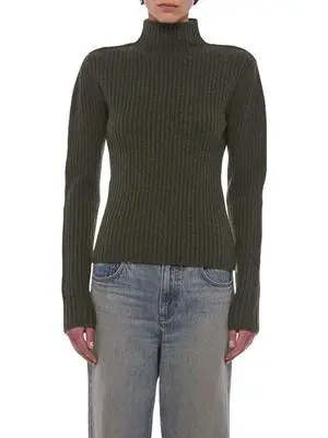Helmut Lang Ribbed Mock Neck Sweater - Thyme