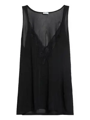Balmain Lace Trim V-neck Sweater Tank - 0pa Black