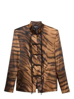 KIM SHUI Print Silk Blend Satin Jacket - Tiger
