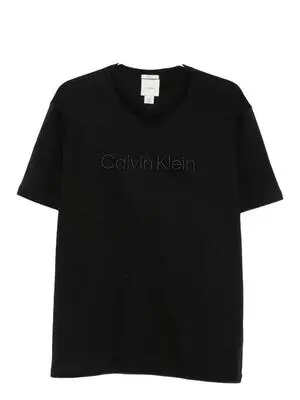 Calvin Klein Logo-embroidered T-shirt - Black