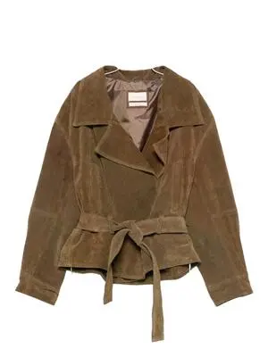 VICOLO Belted Suede Jacket - Brown