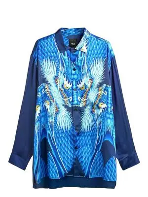 Y3 Graphic-print Long-sleeve Shirt - Blue