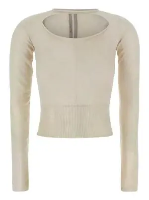 Rick Owens Rick Owens Cut-Out Ribbed-Hem Sweater Neutrals