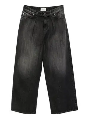 VICOLO Pleated Acid Wash Jeans - Grey