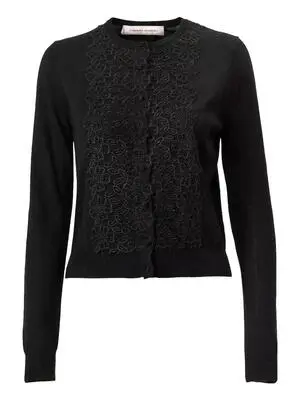Carolina Herrera Lace Panel Cardigan - Black