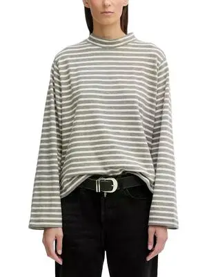 Marc O'polo Striped Mock Neck Long Sleeve T-shirt - Grey