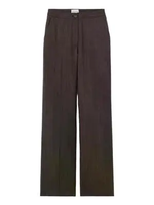 Claudie Pierlot Straight Striped Wool Trousers - Brown
