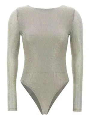 TWENTY FOURHAITCH Arches Rhinestone Embellished Bodysuit - Silver