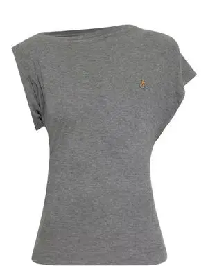 VIVIENNE WESTWOOD Vivienne Westwood Asymmetrical Draped Top With Orb Logo Embroidery Grey