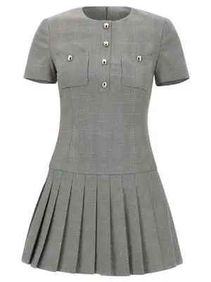 SELF-PORTRAIT Self-Portrait Checked Pleated Mini Dress