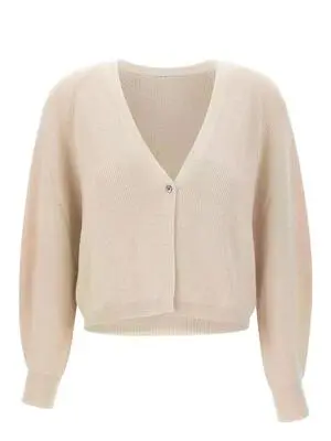 HEMISPHERE Hemisphere Ribbed Knit V-Neck Cardigan