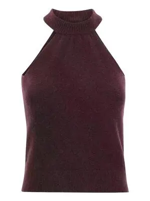 LANEUS Sleeveless Knitted Top - Red