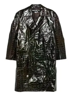 Junya Watanabe Croc-effect Double-breasted Coat - Brown