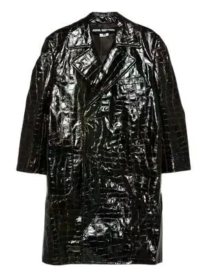 Junya Watanabe Croc-effect Double-breasted Coat - Brown