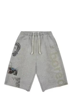 BOREDOM KILLS Graphic Print Embellished Drawstring Shorts - Grey