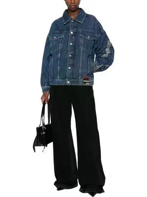 Alexander Wang Hotfix Crystal Logo Denim Jacket - Blue