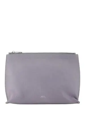 A.p.c. Grained Leather Toiletry Bag - Purple