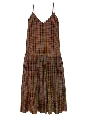 The Great. Plaid Drop-waist Maxi Dress - Brown