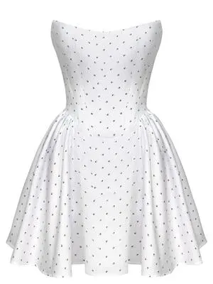 POST MERIDIEM Tuck Corset Mini Dress - White