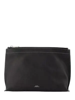 A.p.c. Grained Leather Vanity Case - Black