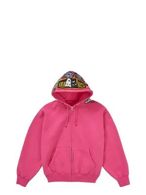 Supreme Patches Zip Up Hooded Sweatshirt - Pink
