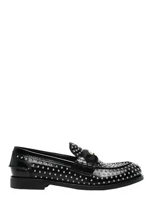 Miu Miu Leather Loafers With Stud Embellishments - Black
